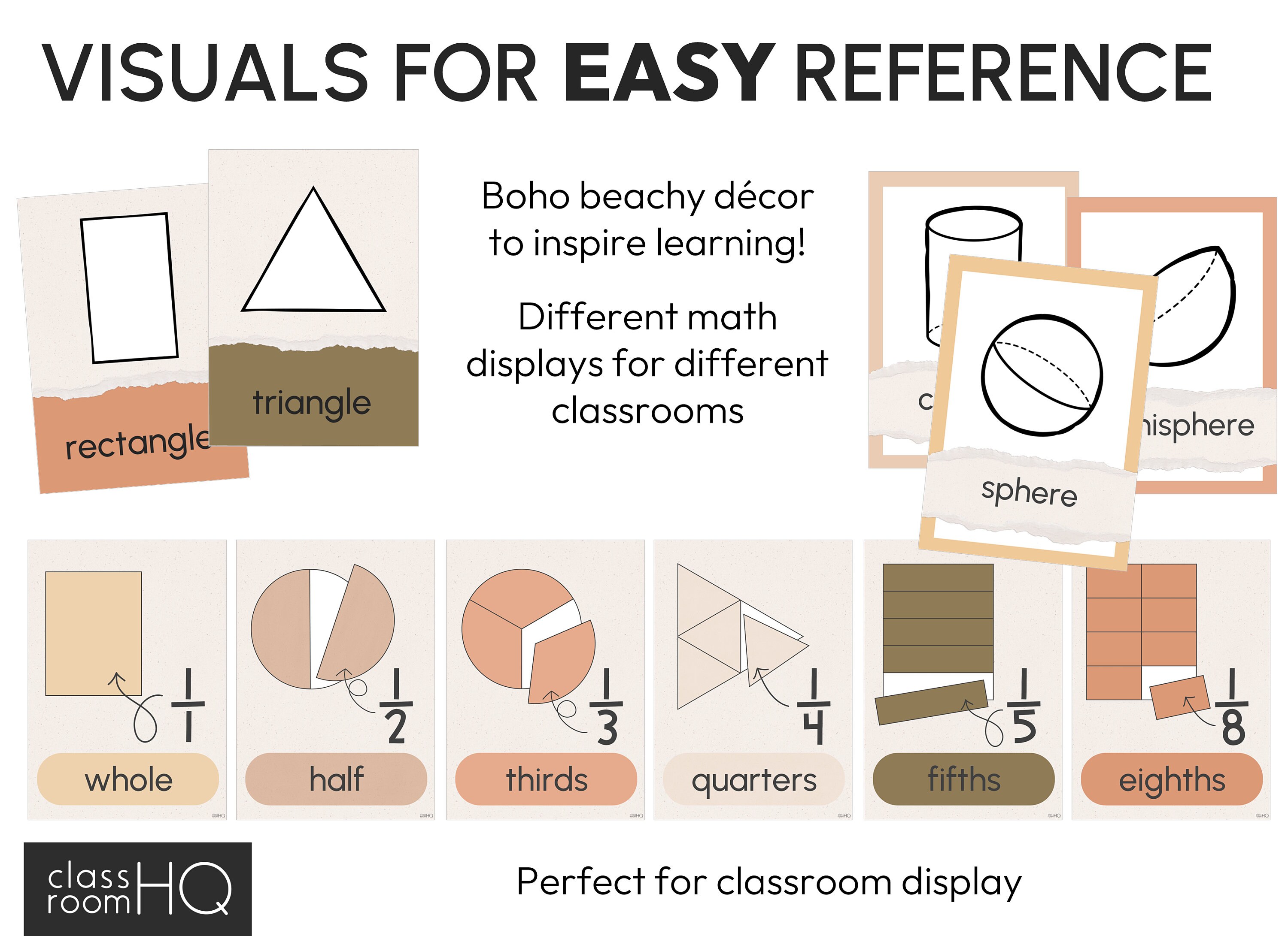 Modern Neutral Boho Theme Classroom Decor Editable Math Display Pack ...