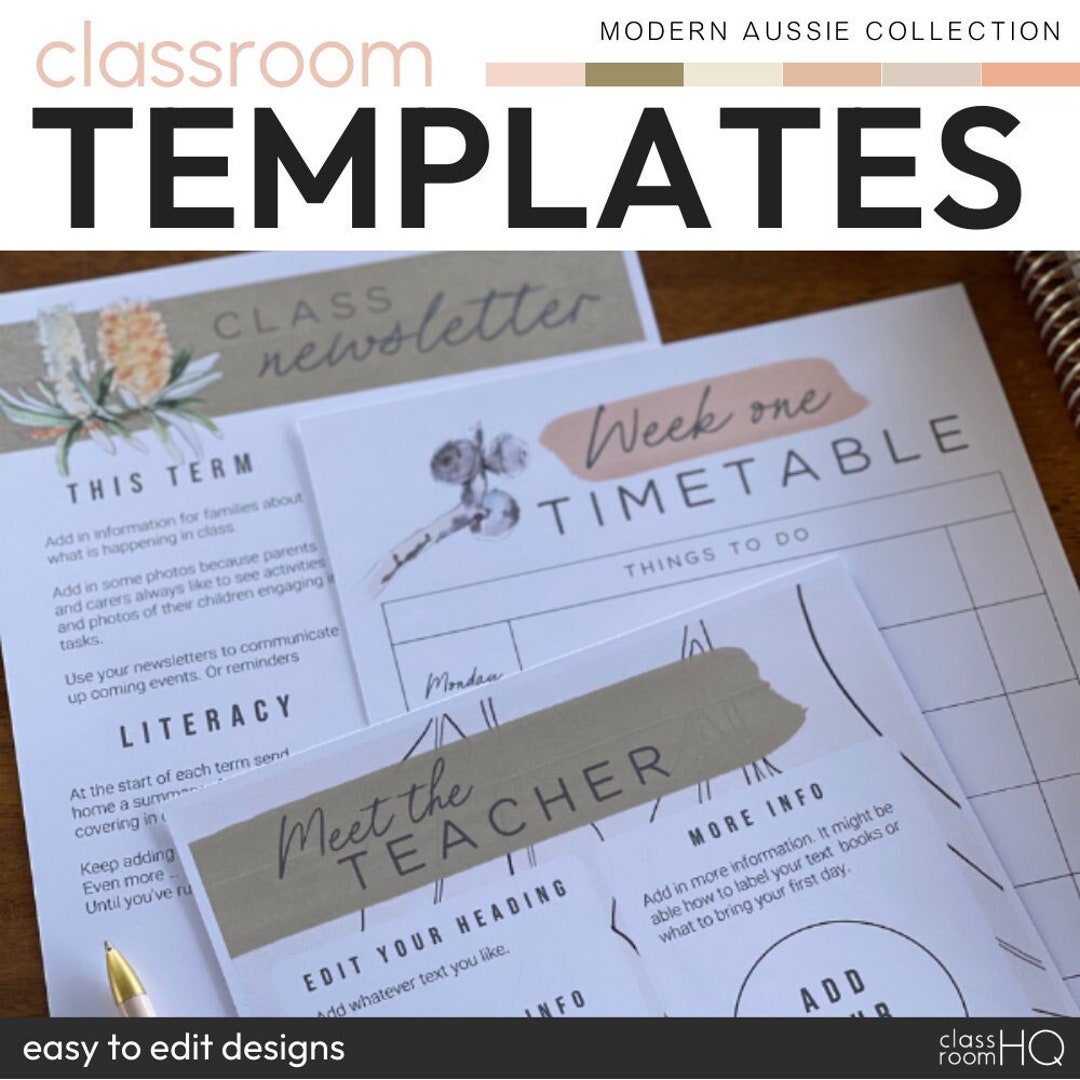 MODERN AUSSIE Meet the Teacher + Class Newsletters Pack | Australian ...