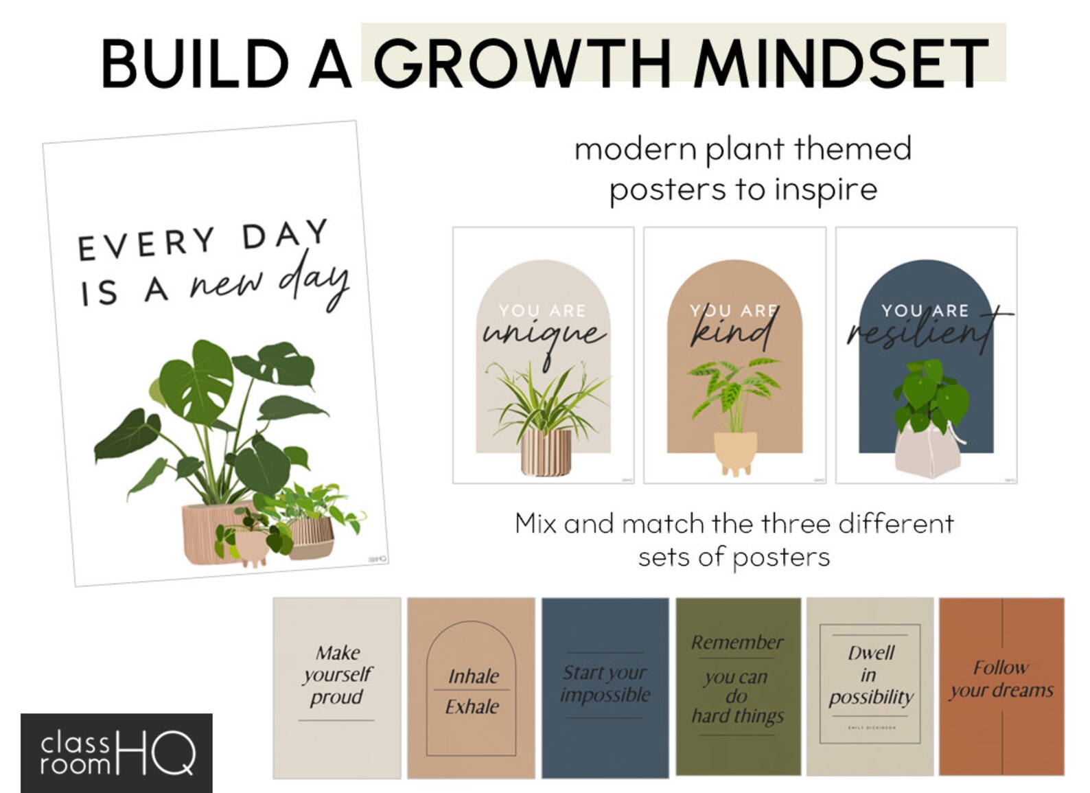 PLANT LIFE Inspirational Classroom Posters | Leafy Potted Indoor Plant ...