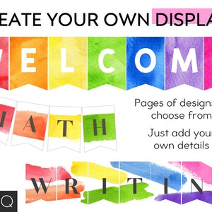Watercolor Rainbow Theme Classroom Decor Class Bulletin Board Editable ...