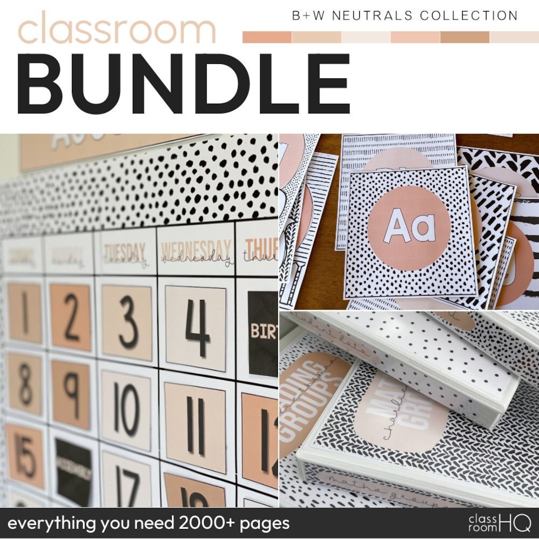 Neutral Classroom Decor BUNDLE | B+W NEUTRALS Collection - Etsy