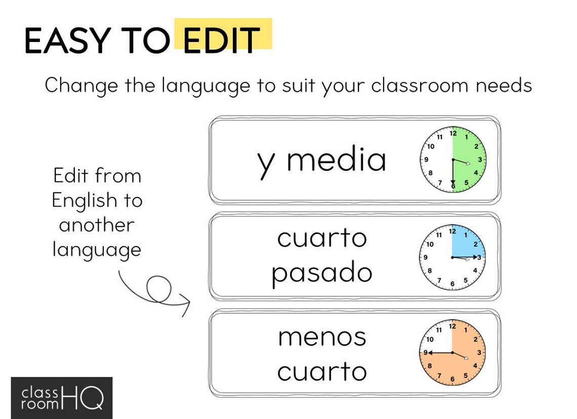 Telling Time Posters Word Wall Pack - Etsy