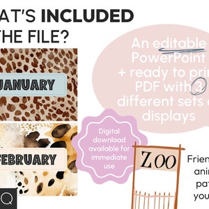 Wild Animal Zoo Theme Editable Class Birthday Bulletin Board Display ...