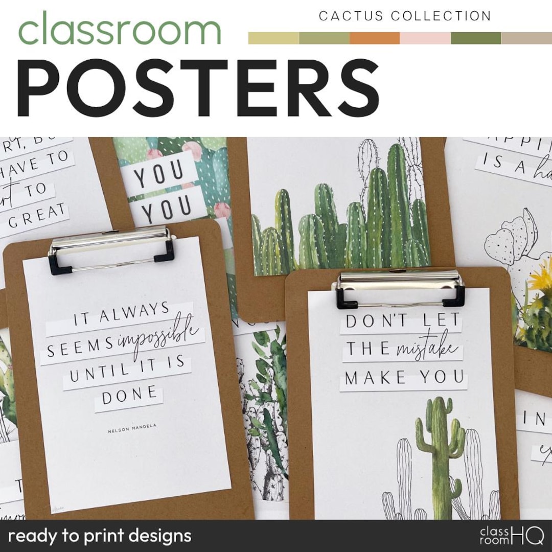 Cactus Classroom Theme Calm Classroom Decor Inspirational Growth ...
