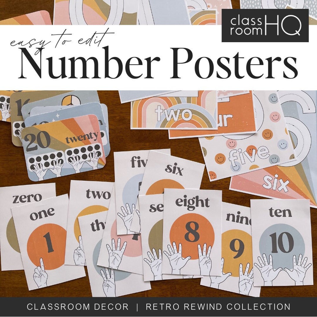 RETRO REWIND Number Posters Retro Classroom Decor - Etsy