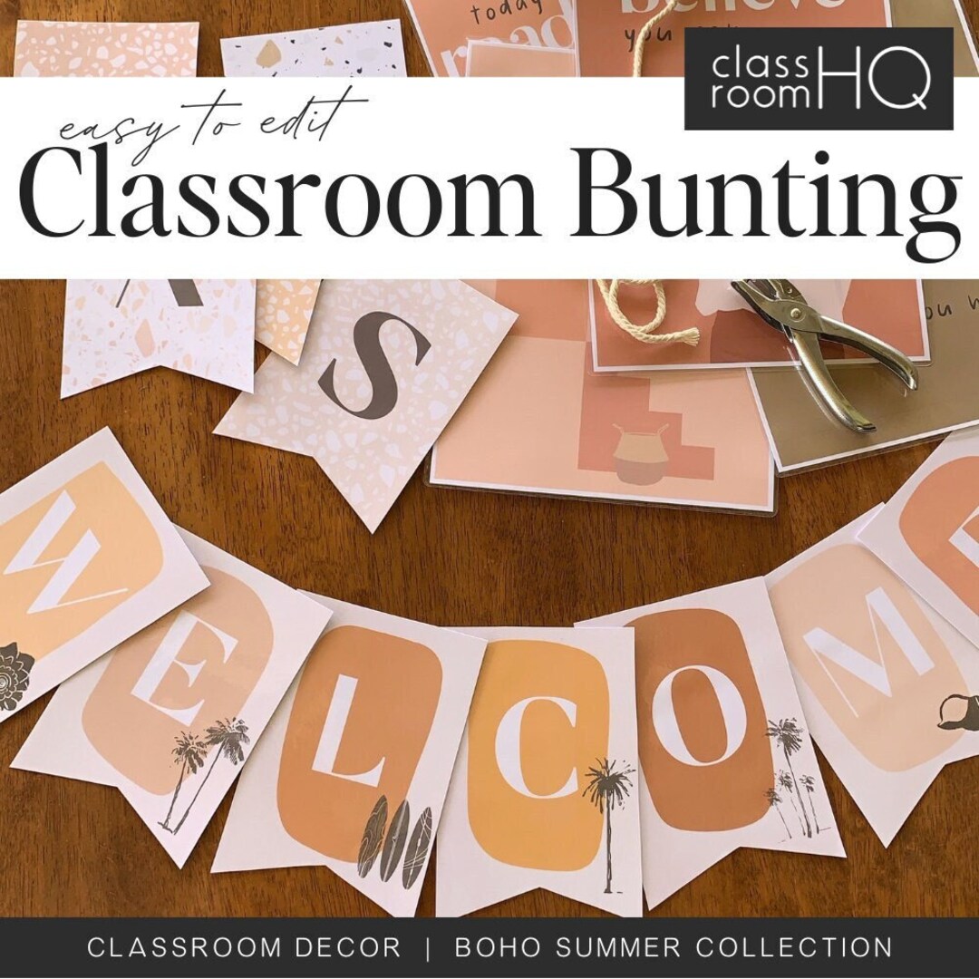 BOHO SUMMER Classroom Bunting Pack - Etsy