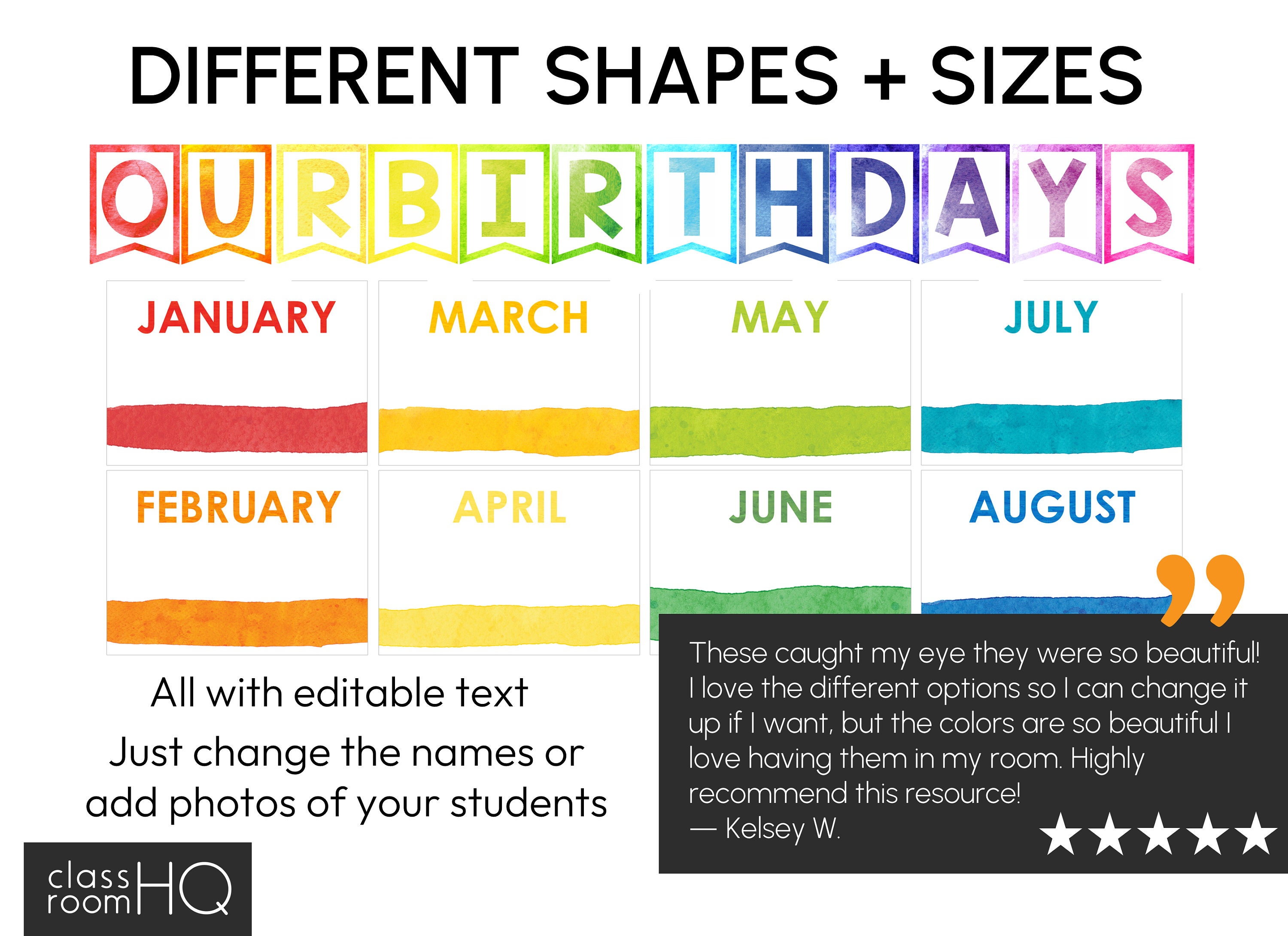 Watercolor Rainbow Theme Class Birthday Display | WATERCOLOR PAINT ...