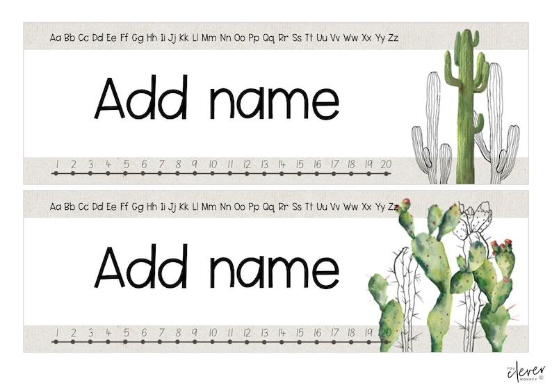 Cactus Classroom Theme Calm Classroom Decor Editable Student Desk ...