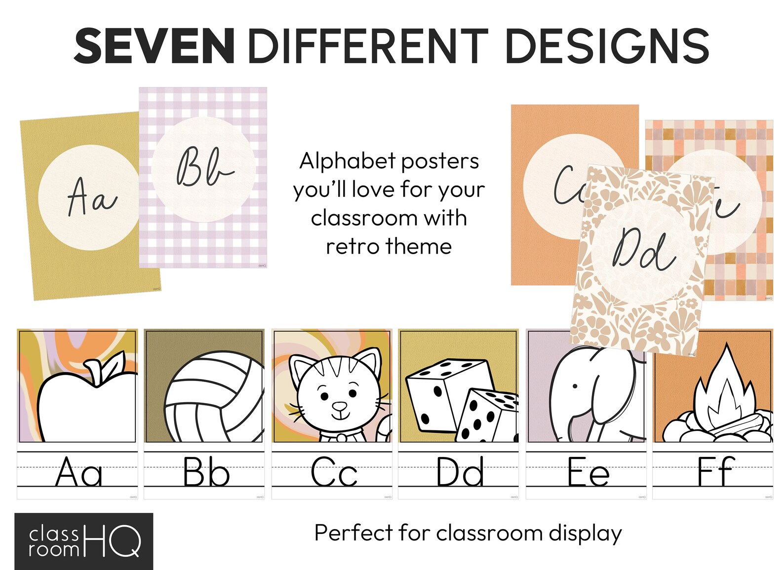 Groovy Vintage Retro Theme Classroom Decor Alphabet Posters | SUNDAZED ...