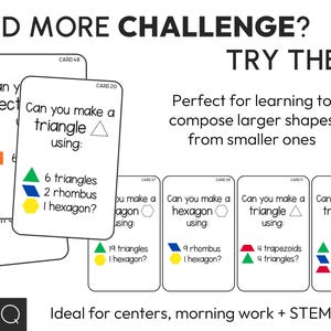 2D Shape STEM Challenge Pattern Block Task Cards and Mats - Etsy