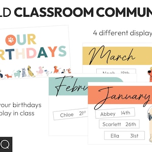 Dog Themed Modern Editable Class Birthday Bulletin Board Display Pack ...