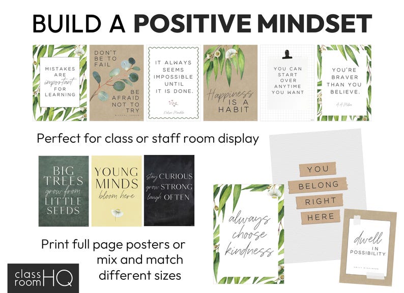 Australian Eucalyptus Inspirational Growth Mindset Wall Posters for ...
