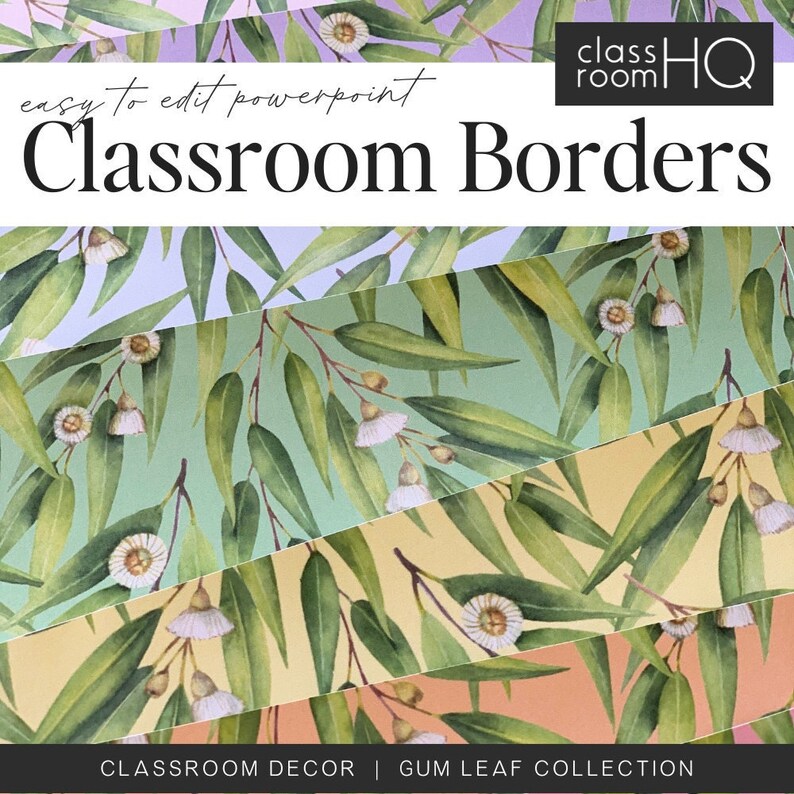 GUM LEAF Classroom Borders Eucalyptus Class Theme - Etsy