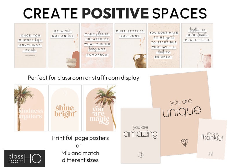 Calm Classroom Decor Neutral Class Theme Inspirational Classroom ...