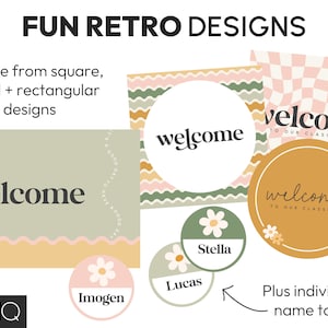 Vintage Retro Daisy Theme Editable Class Door Decor and Bulletin Board ...