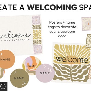 Groovy Vintage Retro Classroom Theme Editable Class Door Decor ...