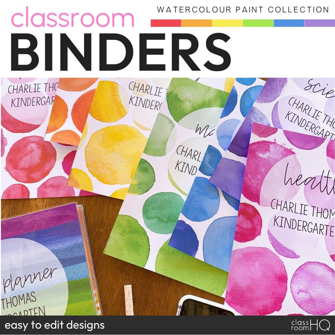 Editable Binder Covers + Student Book Covers Pack | WATERCOLOR PAINT ...