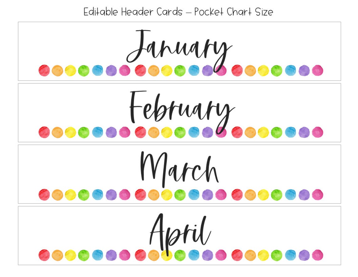 Watercolor Rainbow Theme Classroom Decor Large Classroom Calendar Pack ...