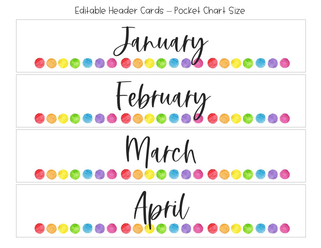 Watercolor Rainbow Theme Classroom Decor Large Classroom Calendar Pack ...