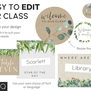 Australian Eucalyptus Natural Theme Editable Classroom Labels + Signs ...