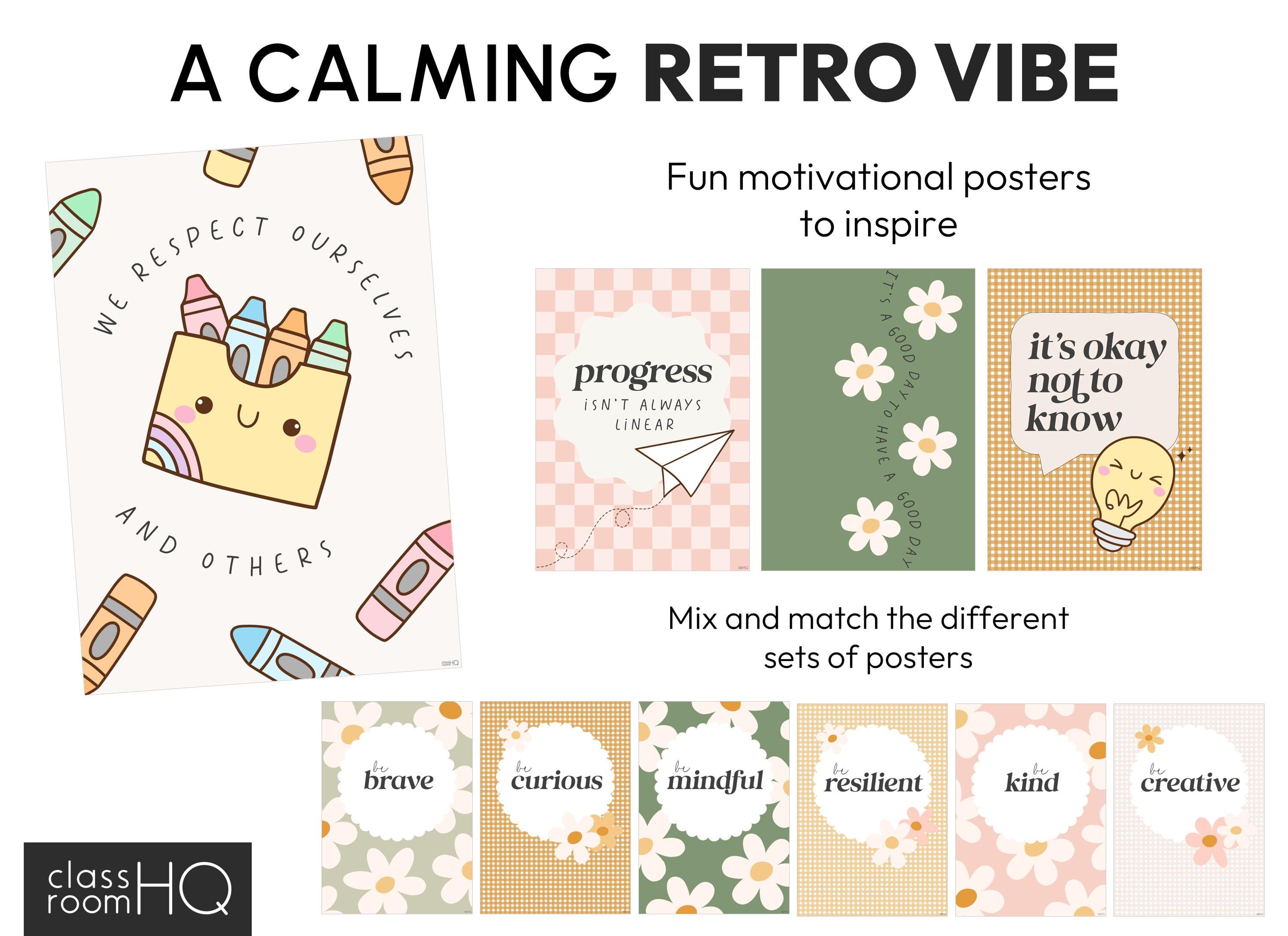 Calm Retro Motivational Posters Inspiring Wall Art HAZY DAISY Classroom ...