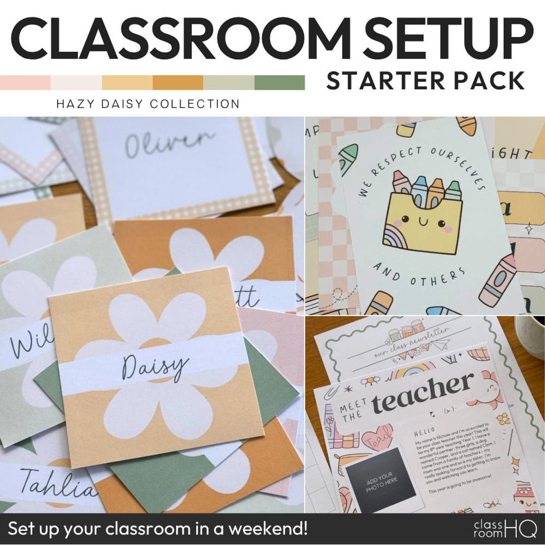Retro Daisy Classroom Decor Starter Pack | Editable Calm Classroom ...