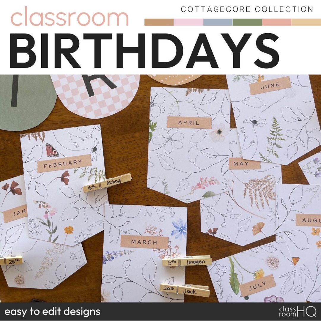COTTAGECORE Classroom Birthday Display Pack - Etsy Australia