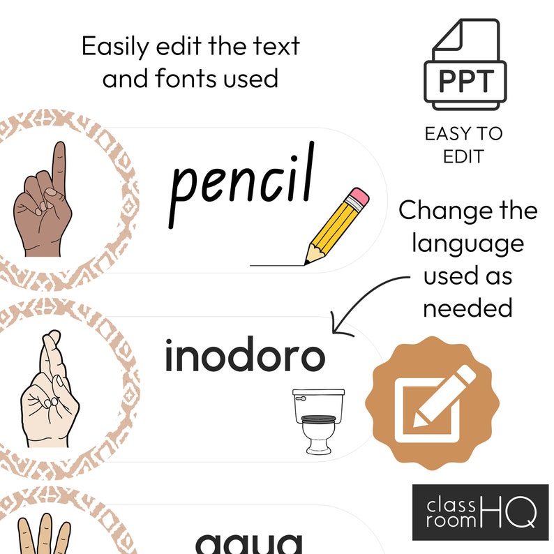 Modern Neutral Boho Theme Editable Hand Signals BOHO SUMMER Classroom ...