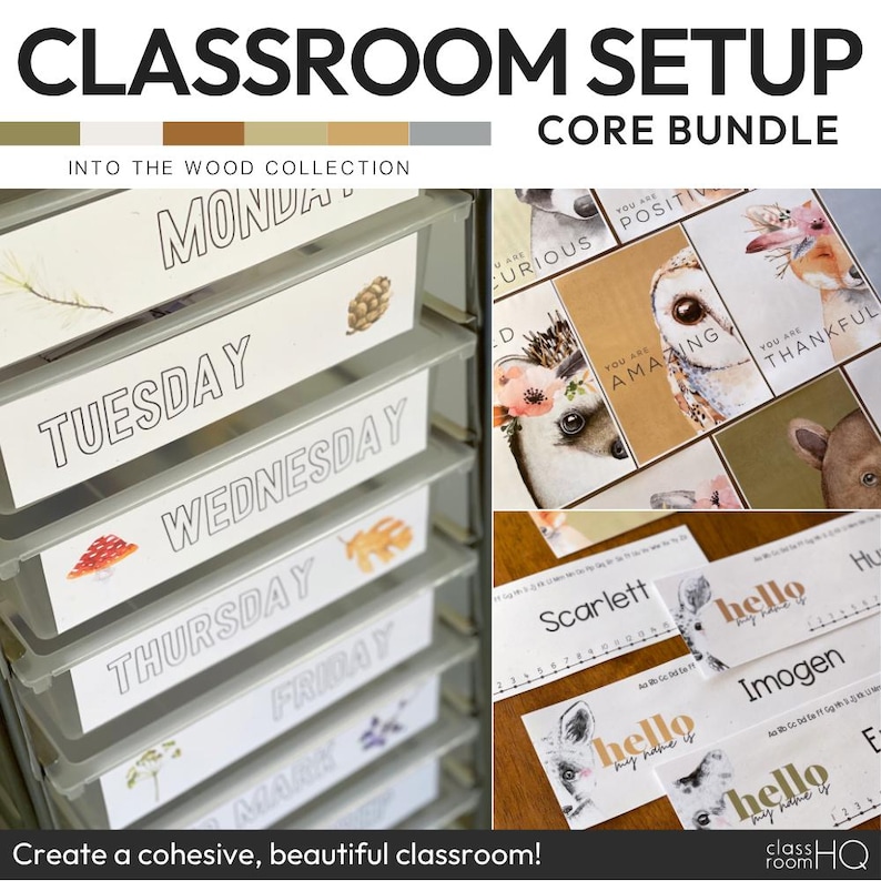 Woodland Classroom Decor Bundle | Editable Classroom Setup Forest Theme ...
