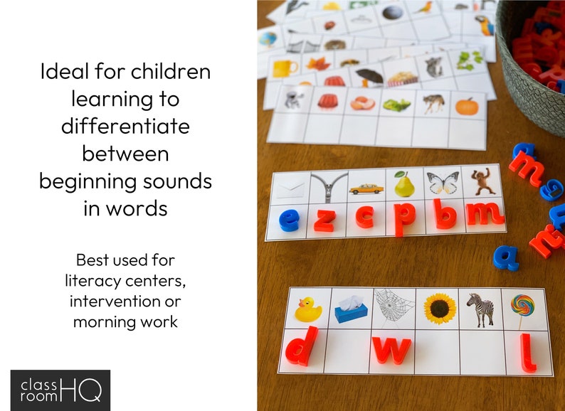 Beginning Sounds Letter Match Cards Early Literacy Center Activity ...