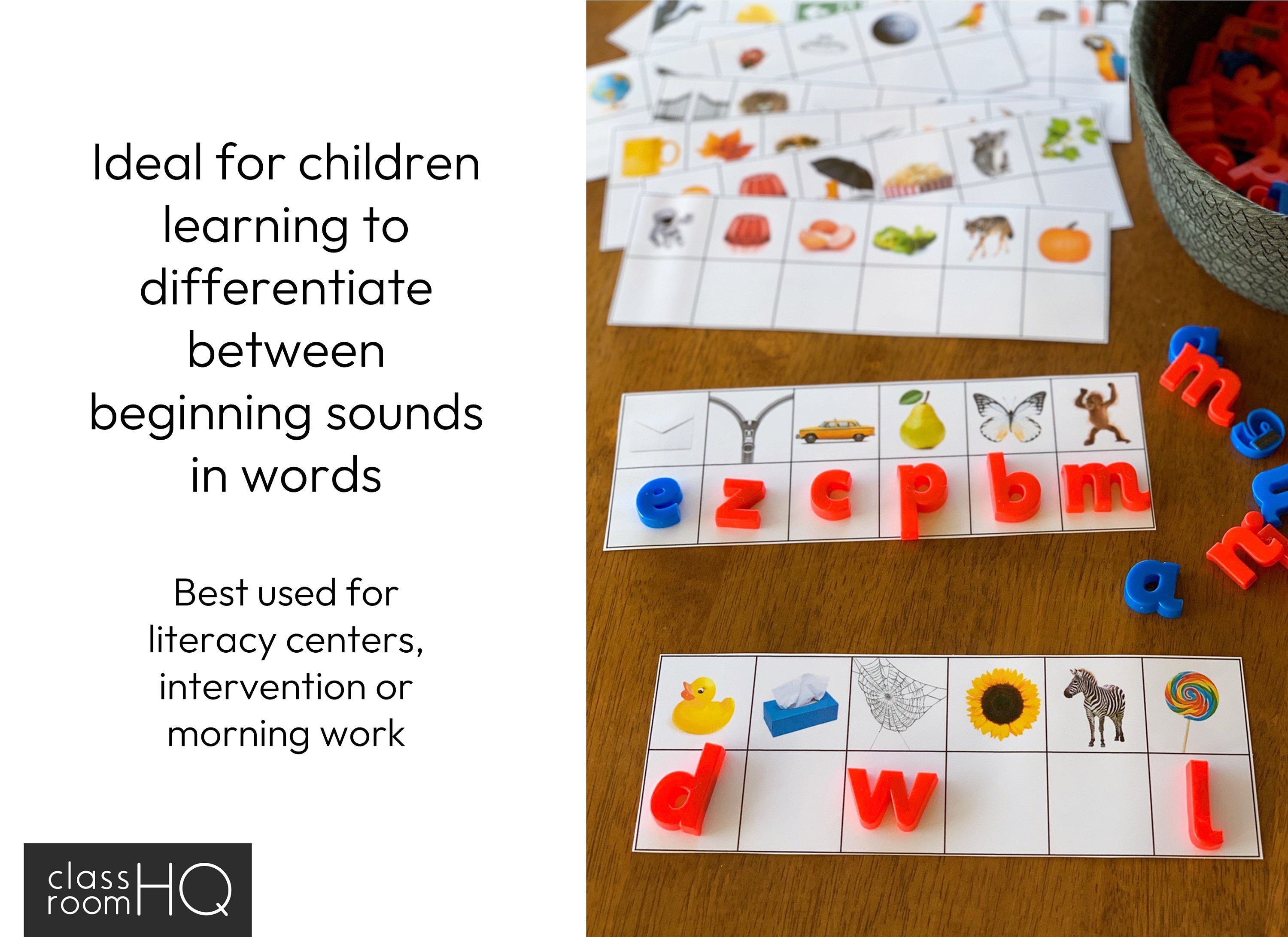 Beginning Sounds Letter Match Cards Early Literacy Center Activity ...