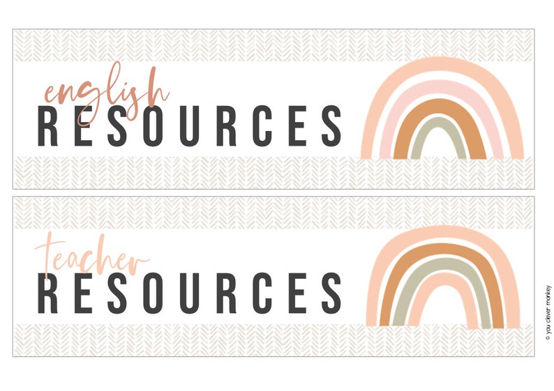 Modern BOHO RAINBOW Classroom Labels Signs Pack | Etsy