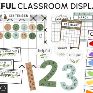 Editable Classroom Decor BUNDLE Rustic Farmhouse Botanical Greenery ...