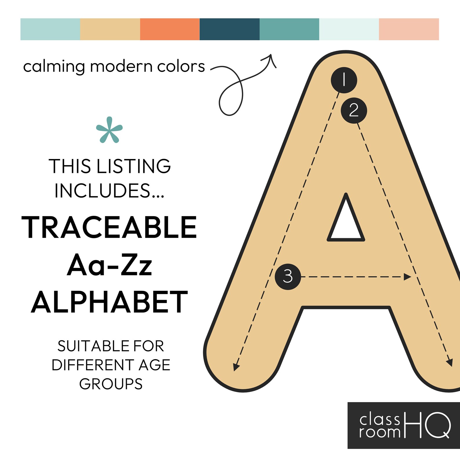 CALM SEAS Traceable Alphabet Letter Display Posters - Etsy