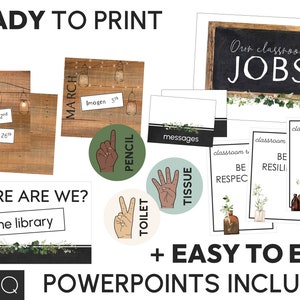 Editable Classroom Decor BUNDLE Rustic Farmhouse Botanical Greenery ...