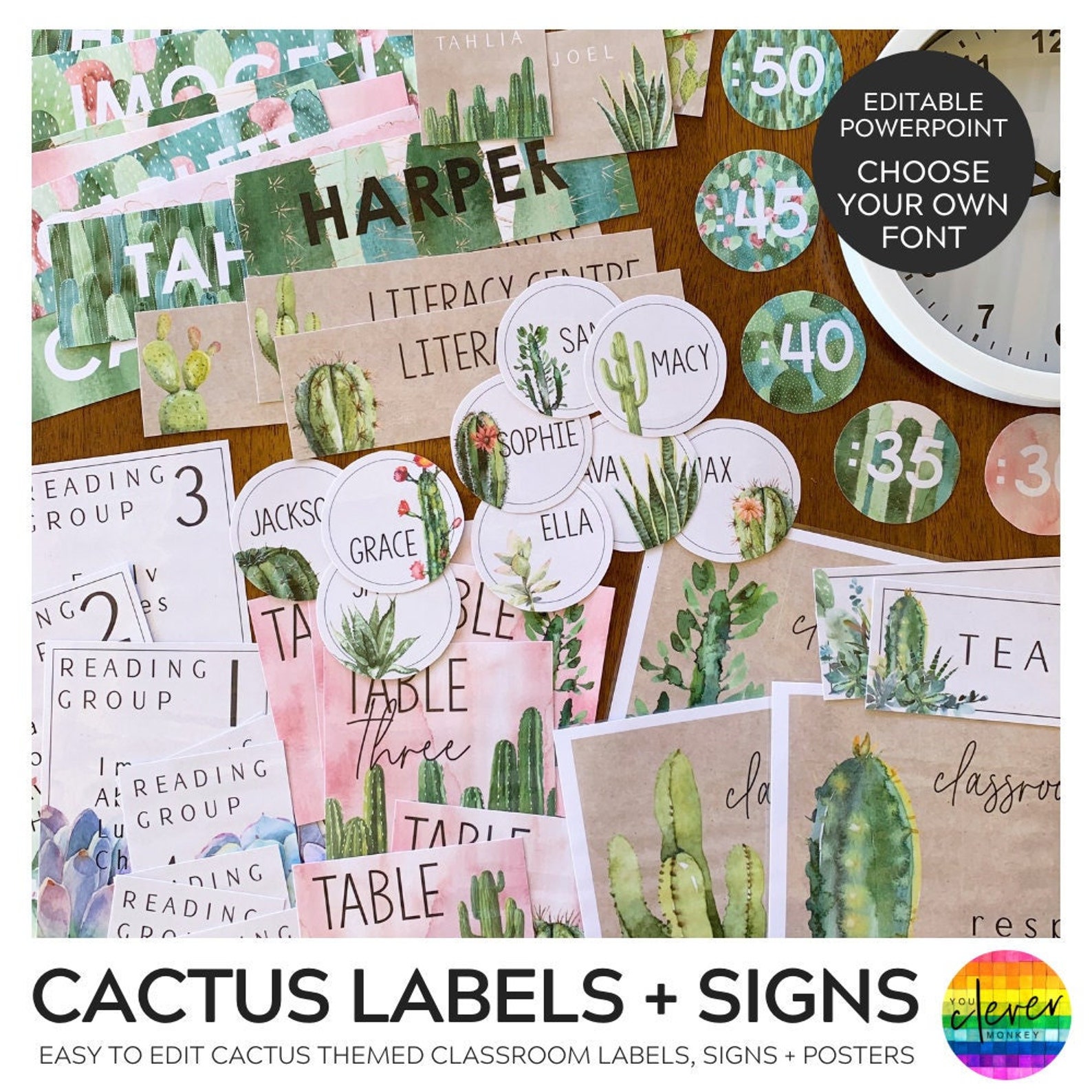 CACTUS Classroom Labels Signs Pack - Etsy UK