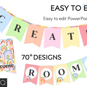 Pastel Modern Rainbow Classroom Decor Bulletin Board Bunting Pack ...