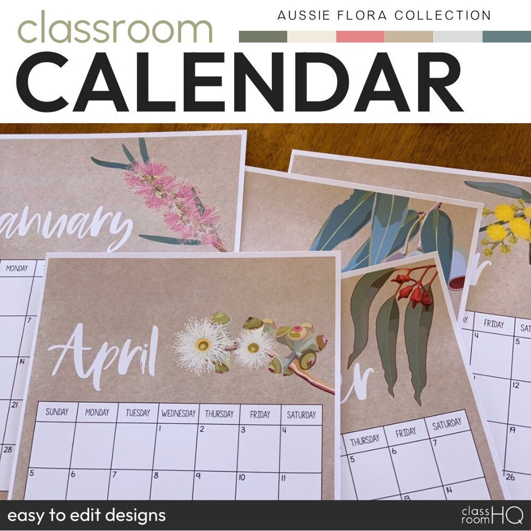 AUSSIE FLORA Simple One Month to a Page Printable Calendar | Australian ...