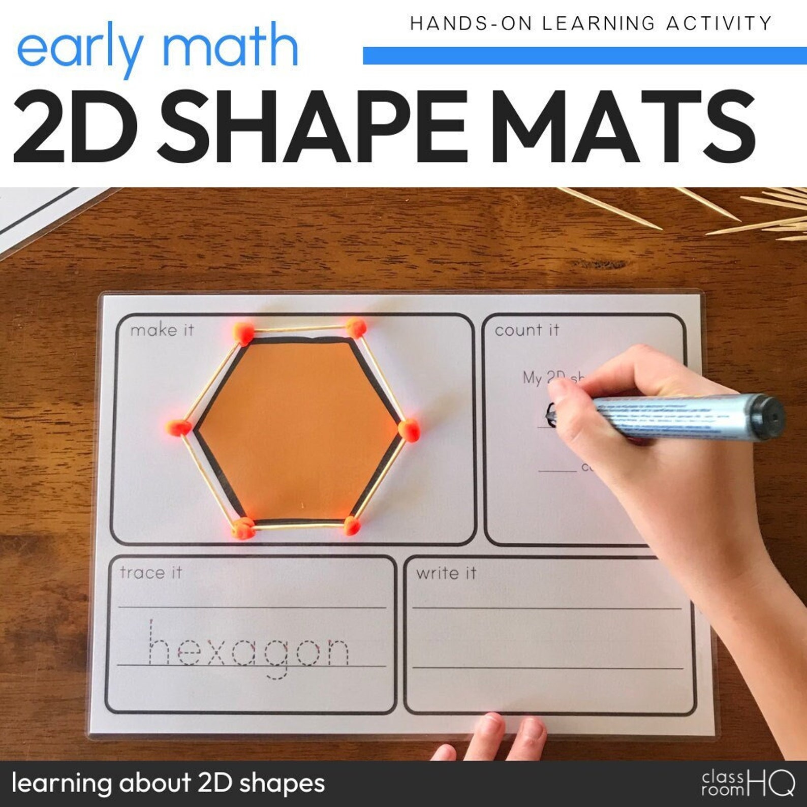 2D Shape Make It Count It Write It Mats - Etsy