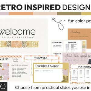 Retro SUNDAZED Daily Slides Classroom Management | Editable Google ...