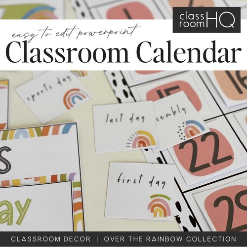 Boho Rainbow Classroom Calendar Display Boho Rainbow - Etsy