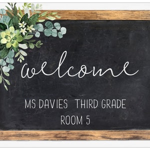 Farmhouse Botanical Greenery Theme Editable Class Door + Bulletin Board ...