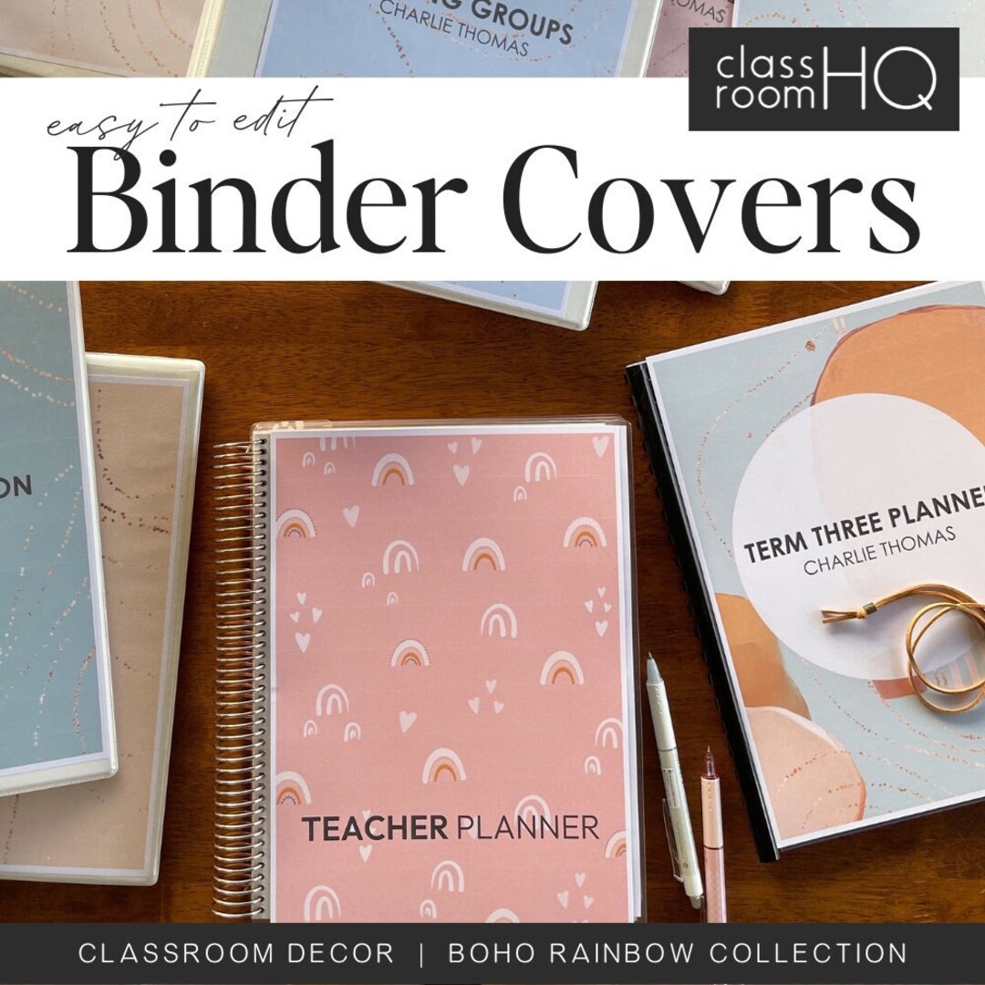 Modern BOHO RAINBOW Binders Book Covers Pack - Etsy