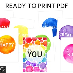 Watercolor Rainbow Theme Classroom Decor Inspirational Growth Mindset ...