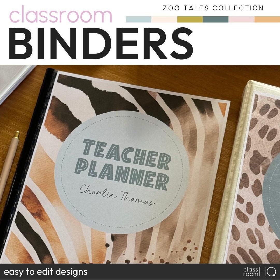 Wild Zoo Animal Theme Editable Binder Covers and Book Covers ZOO TALES ...