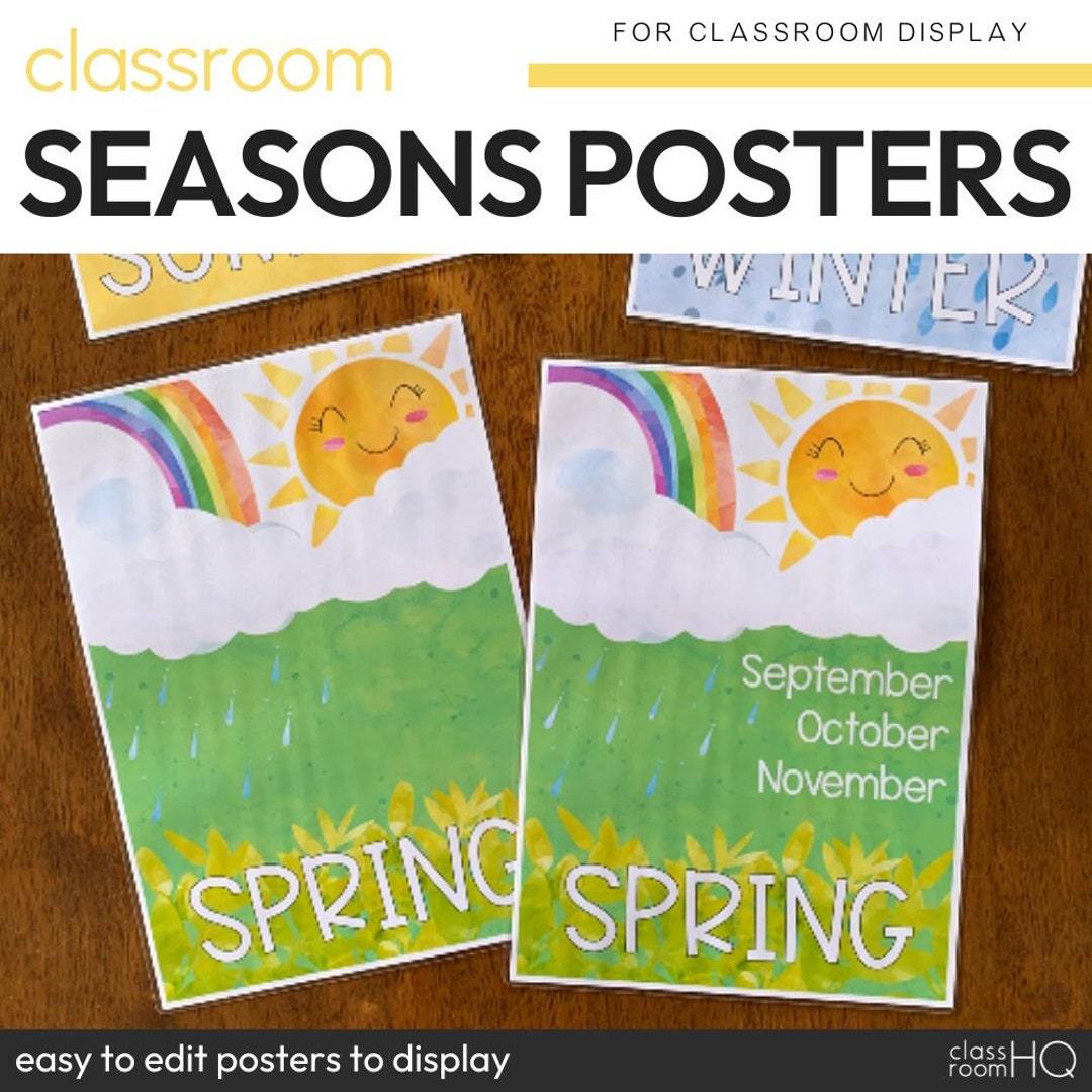 Editable Watercolor Four Seasons Posters Classroom Display Northern and ...