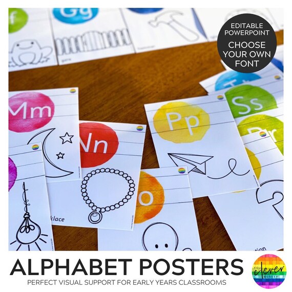 Rainbow WATERCOLOR PAINT Alphabet Posters | Etsy