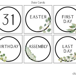 Botanical Greenery Theme Classroom Decor Large Classroom Calendar ...
