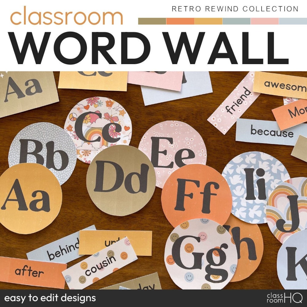 Retro Classroom Decor Word Wall Pack | RETRO REWIND Collection - Etsy
