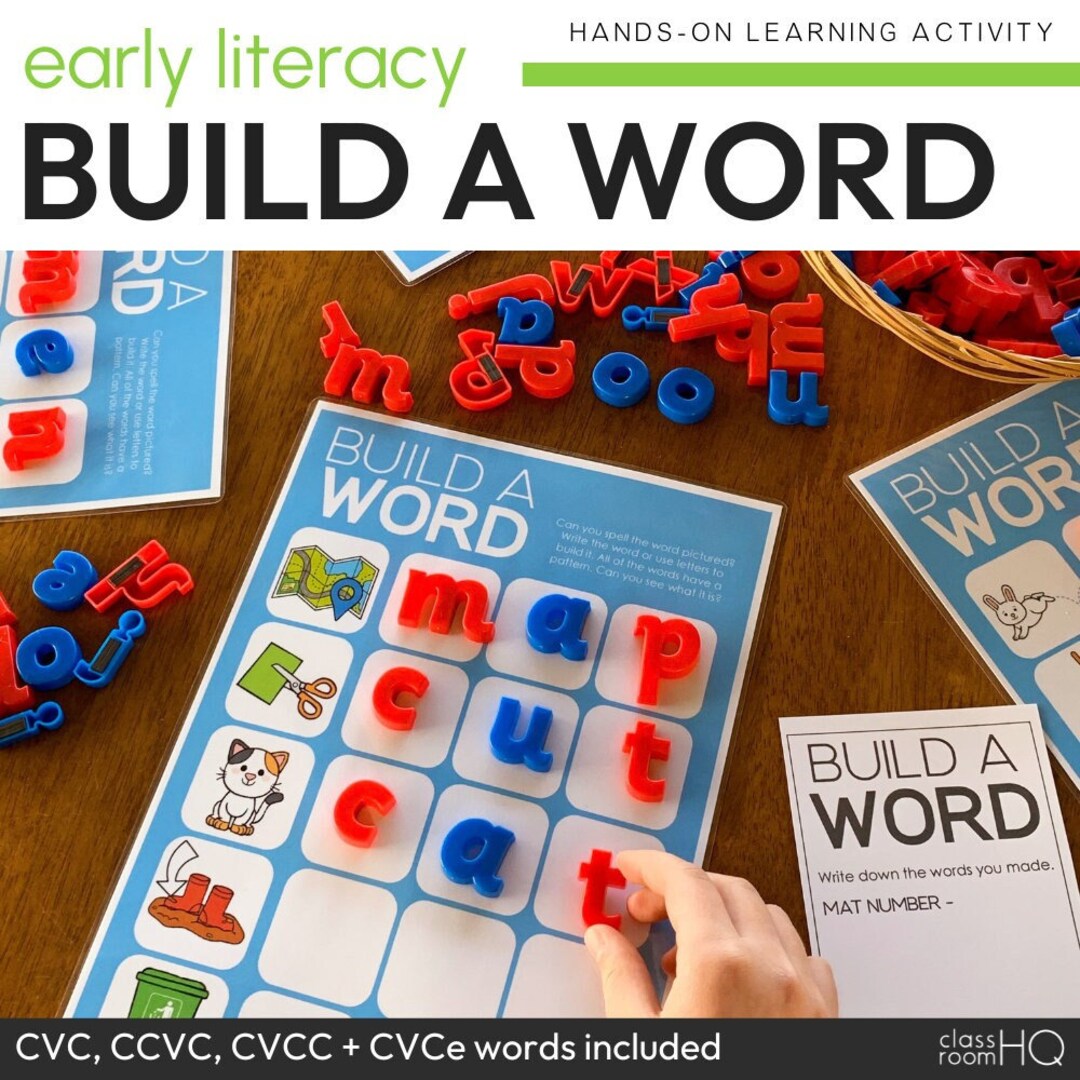 Build A Word CVC CVCC CCVC Cvce Word Work Phonics Pack - Science of ...
